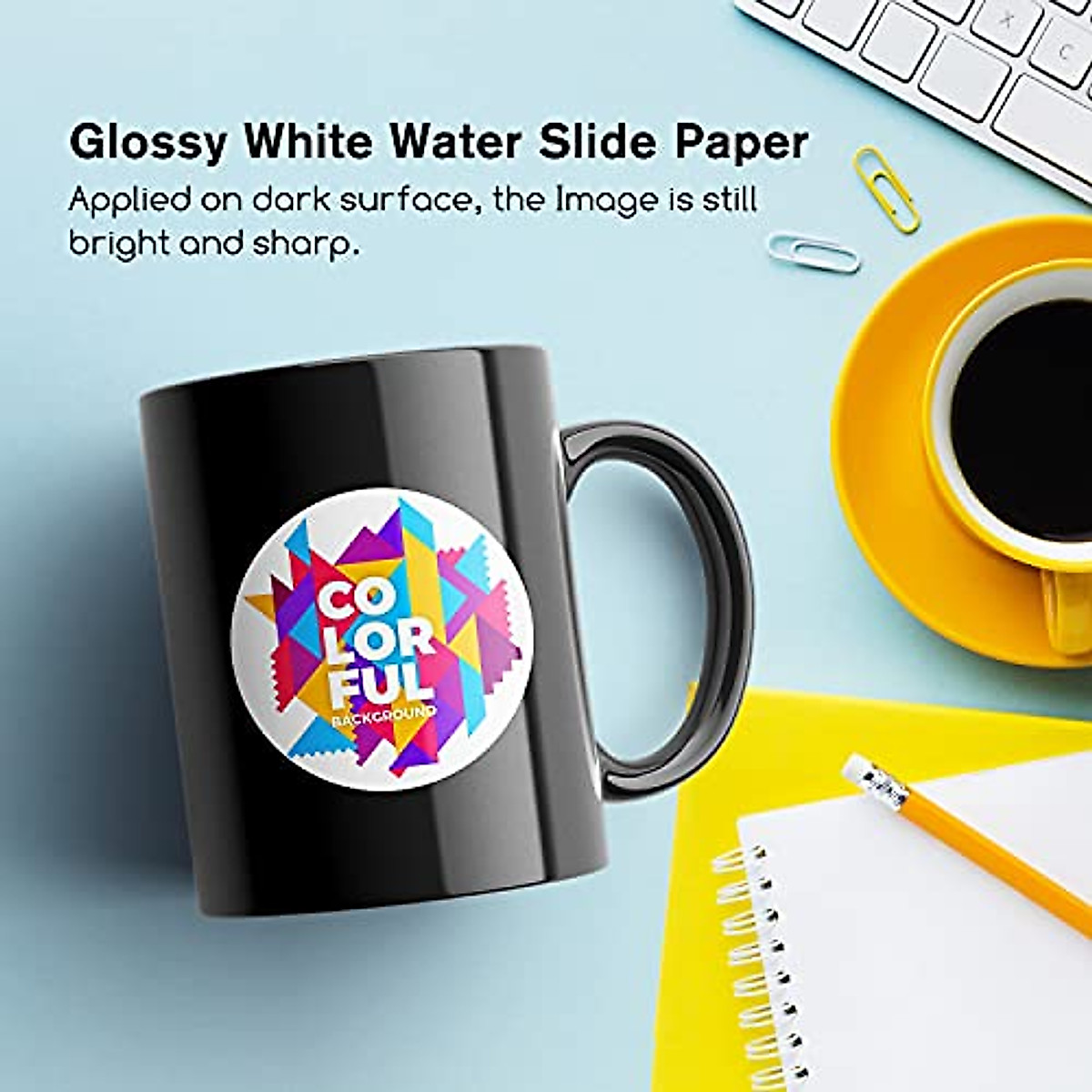 A-SUB Waterslide Decal Paper for Inkjet Printers 25 Sheets White Water Slide Transfer Paper 8.5x11 in for DIY Tumbler, Mug, Glass Decals