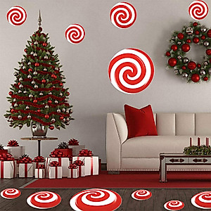 24 PCS Peppermint Floor Decals Stickers-3 Sizes Self-Adhesive Design Christmas Candy Stickers,Floor Window Clings for Christmas Valentine's Day Candy Party Decorations