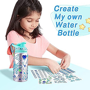 Gift for Girls, Decorate Create Your Own Water Bottle Kits for Girls, Girls DIY Arts and Crafts Kits Supplies Toys for Children Ages 4-6-8-12, Birthday Valentines Gifts for Kids Daughter Gift Ideas