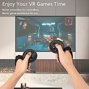 Geekria Silicone Controller Cover Compatible with Meta Quest Pro, Anti-Throw Handle Sleeve Gaming Accessories, Adjustable Wrist Knuckle (Black, 1 Pair)