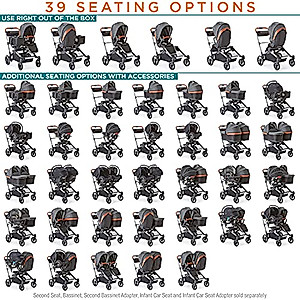 Contours Element Side-by-Side Convertible Toddler and Baby Stroller Single-to-Double, Reversible Seating Options, Infant Car Seat Compatibility, Spacious Storage, UPF 50+ Sun Canopy - Storm Gray