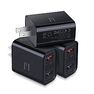 Dual USB Wall Charger, Costyle 3 Pack 30W 2 Ports Adaptive Fast Charging Block (Quick Fast Charger 3.0 & 5V 2.4A) Wall Plug Compatible iPhone 11 XS Max,Samsung Galaxy S10 S9 S8,Note 9 10,Pixel (Black)