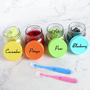 GoldArea 12 Pack Baby Food Containers, 8 oz Glass Storage Containers with Lids, Baby Feeding Supplies, Glass Snack Containers for Kids, Glass Baby Food Jars, 2 Pcs Baby Spoons Included