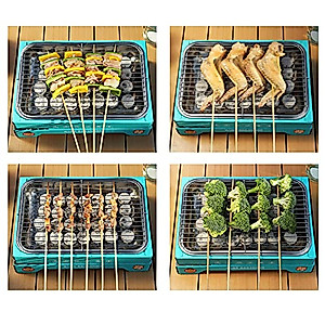 Charcoal Grill, Portable Charcoal Grill, Single Use Compact Detachable Stainless Steel Portable Barbecue Smoker Grill, Compact and Lightweigh and Portable, for Outdoor Camping Barbecue Picnic(BLU