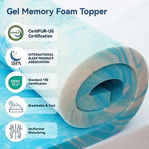 Hcore 3 Inch King Memory Foam Mattress Topper, Cooling Gel Infused Mattress Pad, Ventilated Bed Topper for Pressure Relief Back Pain, CertiPUR-US Certified