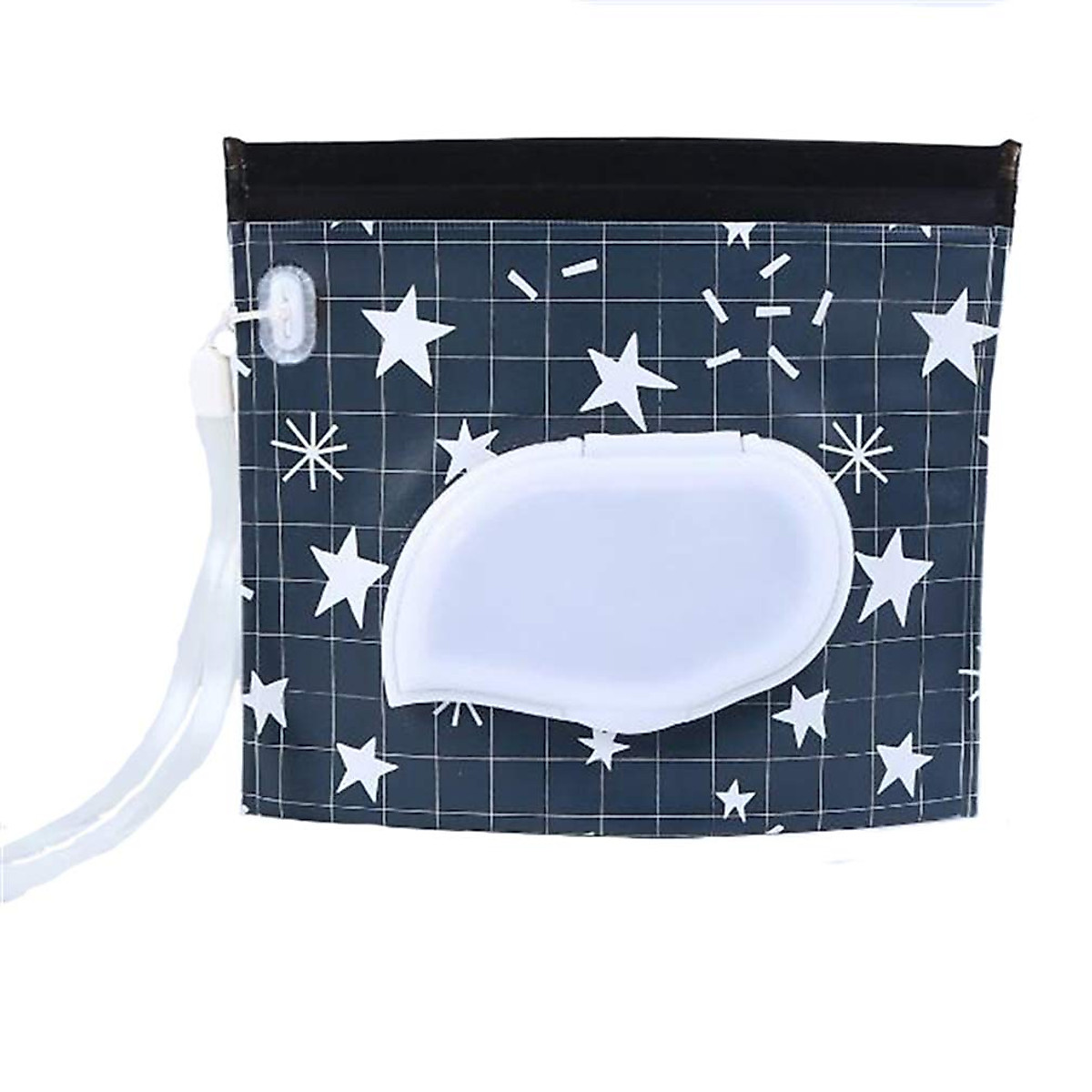 Yunzee Portable Wet Wipe Pouch Dispenser Reusable Refillable Clutch Baby Wipes Dispenser Holder Case Keeps Wet Wipes Moist,Black Star