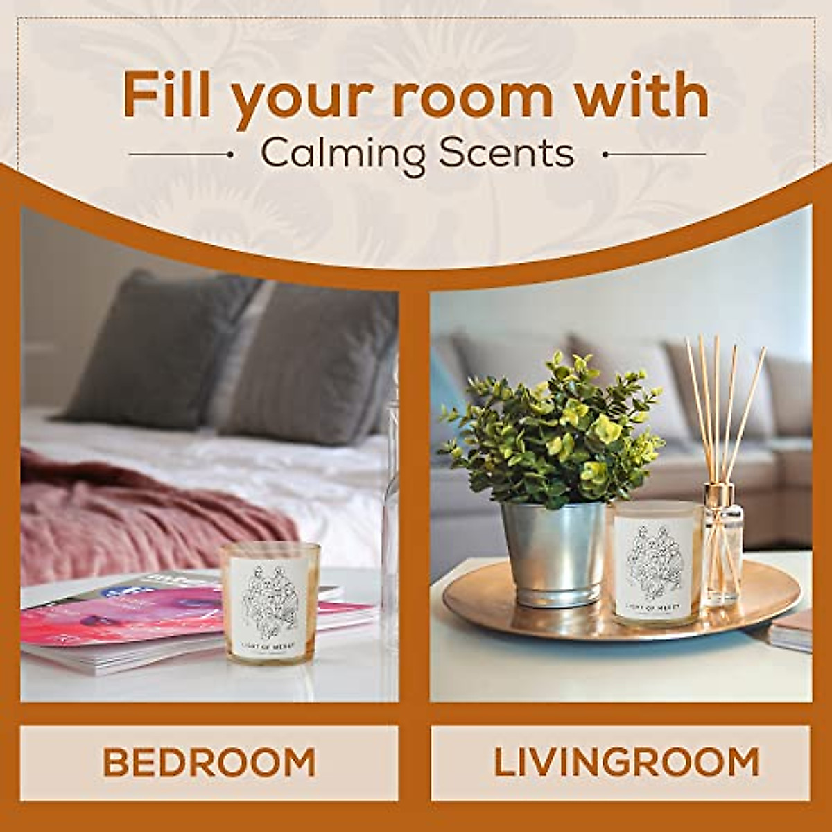 Blessed is She, Light of Mercy Candle, Lavender and Cedarwood Essential Oils, Candle in Glass, 74 - 80 Hours Long Burning Candle