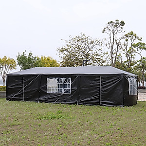 10' x 30' Party Tent,Wedding Tent with 8 Removable Sidewalls,Patio Canopy Tent, Outdoor Patio Gazebo with Spiral Tubes for Party,Wedding,BBQ, Waterproof (10' x 30'- 8 Removable Sidewalls, Black)