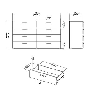 Tvilum Austin 8 Drawer Double Dresser, Truffle