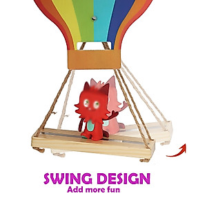 for Toniebox Tonies Shelf, Storage for Creative Tonies Magnetic Wall Shelf for Tonie Figures,8-15 Characters,Wooden Hanging Shelf for Kids (Hot air Balloon + Box Rack)