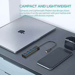 4-Port USB C Hub, KEYMOX Compact Size Type C Adapter with 4 USB 3.0 Ports USB Type C Hub for MacBook Pro 2019/2018/2017, Google Chromebook Pixelbook, XPS, Samsung S9/S8 and More USB Type C Devices