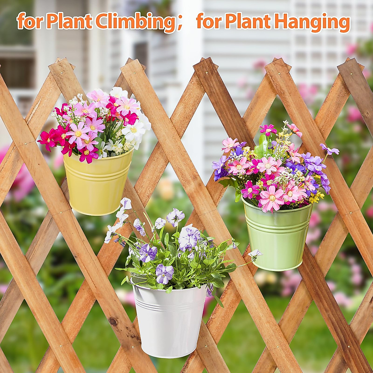 tonchean 2 Pack Expandable Wood Garden Fence Freestanding Accordion Fence Retractable Trellis Lattice Fence Panels Wooden Pet Gate for Home Patio Garden Decorative