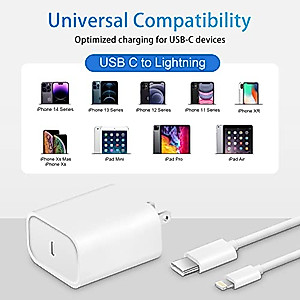 iPhone 13 14 Fast Charger, [Apple MFi Certified] 20W iPhone Charger Fast Charging,2Pack 6FT USB C to Lightning Cord with USBC Charger Compatible with iPhone 14 13 12 11 Pro Max,14 Plus,XR,XSMAX,iPad