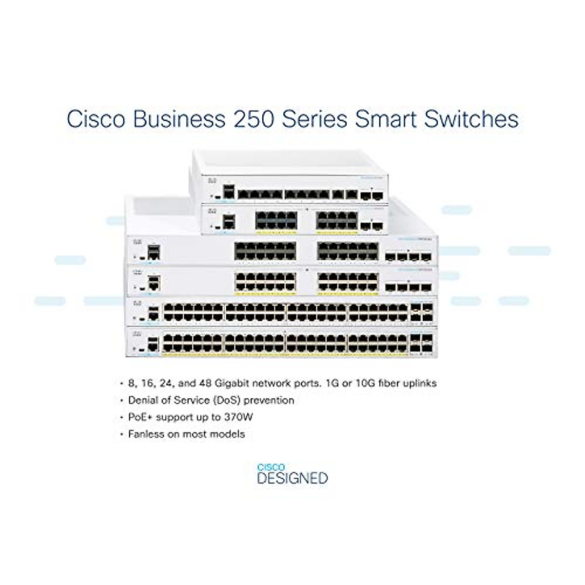 Cisco Business CBS250-48P-4G Smart Switch | 48 Port GE | PoE | 4x1G SFP | Limited Lifetime Protection (CBS250-48P-4G)