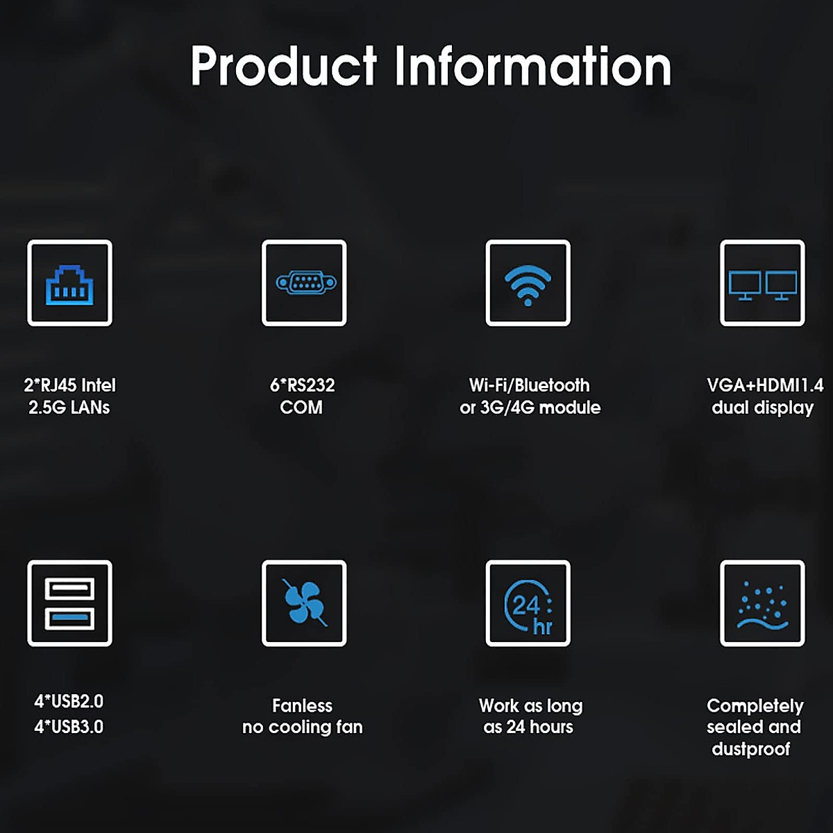 Fanless Mini PC Intel Core I7 Windows 10 Pro,16GB Ram 256GB SSD,6*COM Rs232,HDMI,VGA, 8*USB, 2.4G+5G Dual WiFi,Industrial Barebone Mini Desktop Computer