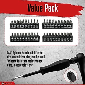 WETT 3/8" Drive Impact Socket Set, 95-Piece Socket Wrench Set, SAE/Metric, Deep/Shallow, CR-V Steel Kit, (5/16"-3/4", 8-22mm), 3/8" Ratchet Handle, Adapter, Extension Bar, Spark Plug Socket, 1/4" Bits