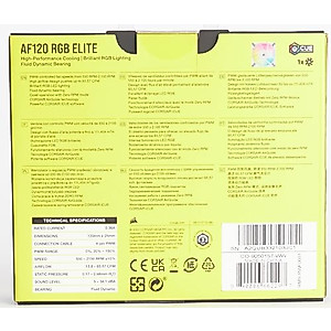 Corsair iCUE AF120 RGB Elite 120mm PWM Fan - Eight RGB LEDs - AirGuide Technology - Fluid Dynamic Bearing - Zero RPM Fan Mode - CORSAIR iCUE Software Compatible - White