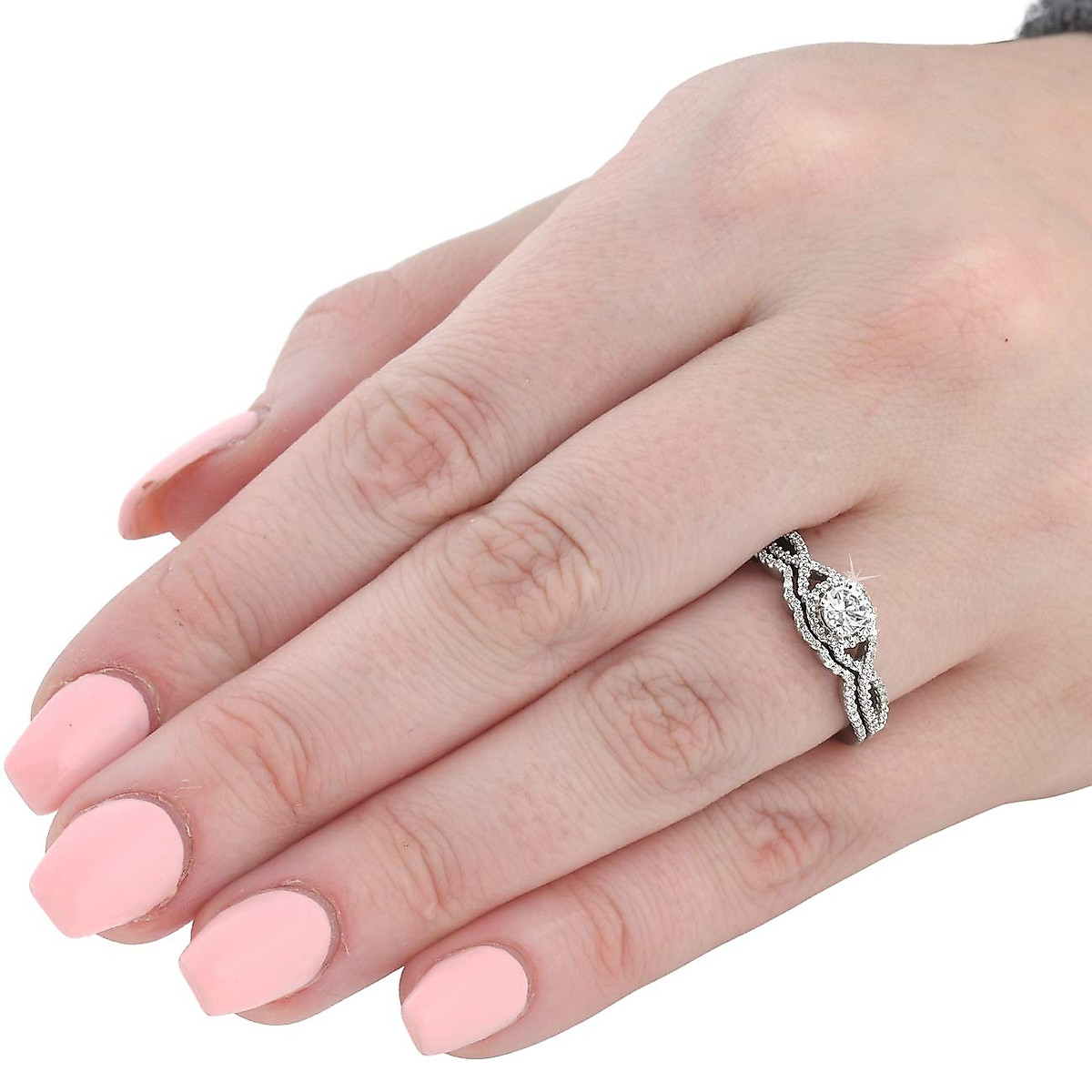 3/4ct Diamond Infinity Engagement Wedding Ring Set White Gold - Size 7