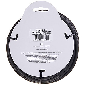 Pig Hog PHX14-25 1/4" TRSF to 1/4" TRSM Headphone Extension Cable, 25 Feet