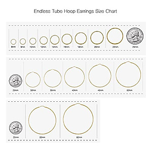 14k Yellow Gold Women's Endless Tube Hoop Earrings 1mm Thick x 10mm Diameter