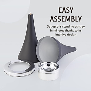 CO-Z 22" Standing Smokeless Ashtray for Cigarettes Cigars More | Metal Pedestal Cigarette and Cigar Ashtray | Fancy Retro Floor Ashtray with Lid for Home Office Decor with Cigarette Case, Matte Black