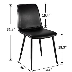 HeuGah Dining Chairs Set of 6, Black Kitchen & Dining Room Chairs, Modern Faux Leather Dining Room Chairs with Metal Legs and High Back (Black, Set of 6)