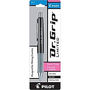 PILOT Dr. Grip Limited Refillable & Retractable Gel Ink Rolling Ball Pen, Fine Point, Assorted Barrel, Black Ink, Single Pen (36274)