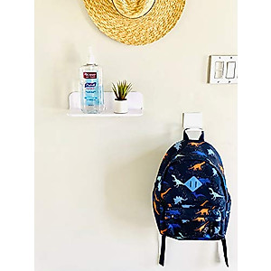 eLhook Made in USA White Stick-On Removable Adhesive Floating Wall Shelf Durable Textured ABS Injection Molded Plastic with Lipped Edges | Designed for Stick-On Adhesives or Screws