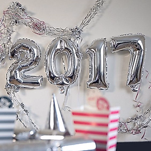 Glanzzeit 16 Inch Silver Foil Balloons Letters A to Z Numbers 0 to 9 for Prom Wedding Birthday Party Decor (Number 1)