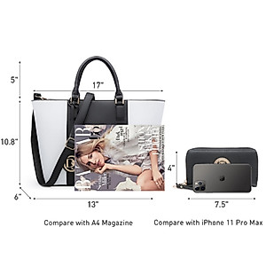 Dasein Satchel Purse Handbag for Women Large Shoulder Work Tote Bag With Matching Wallet