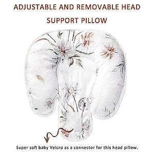 CARUILI Infant Car Seat Insert, 2 in 1 Carseat Head Support for Newborn Girl, Soft Baby Car Seat Head Body Support Cushion Pillow, Reversible & Adjustable Baby Headrest for Stroller, Swing, White