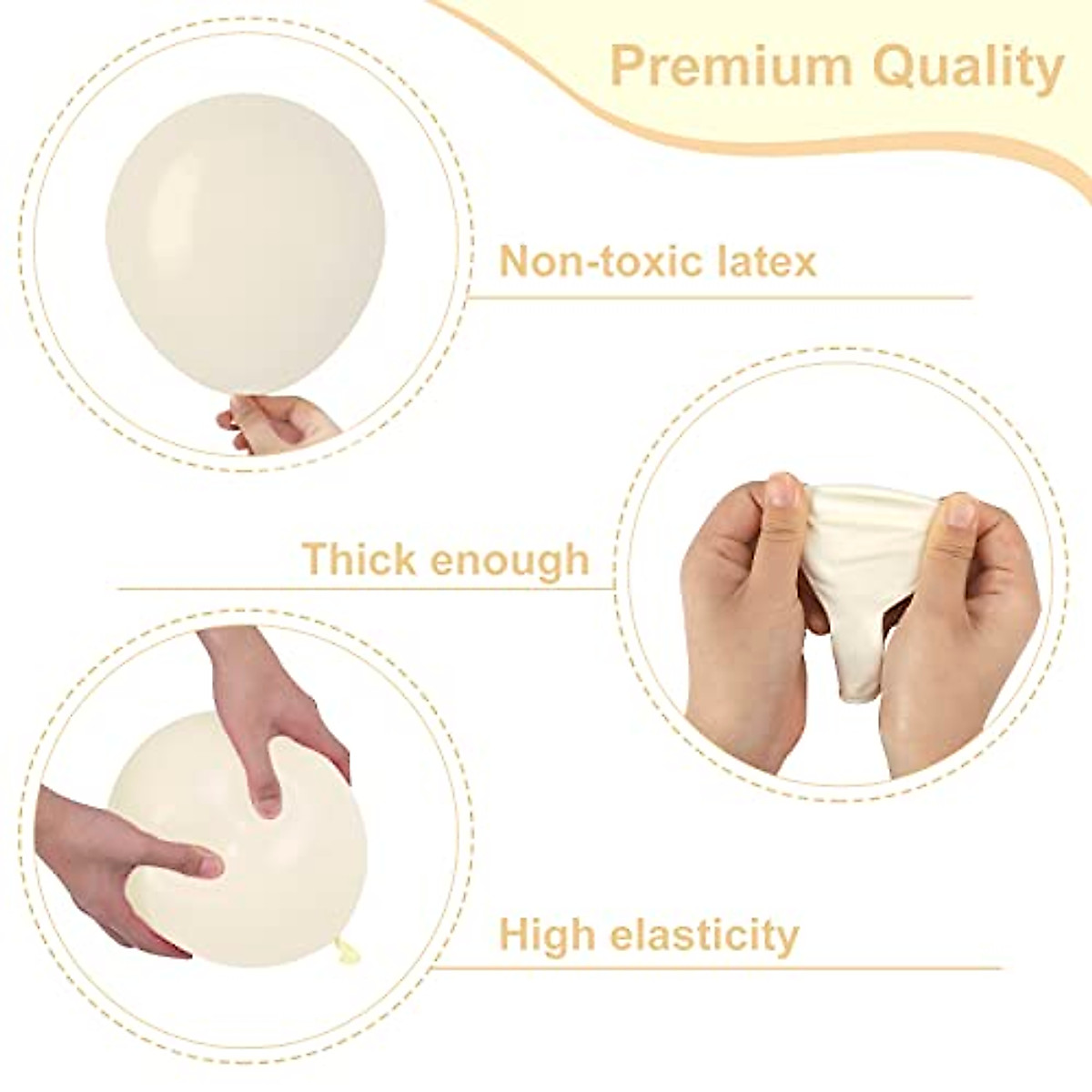 RUBFAC White Sand Balloons Different Sizes 105pcs 5/10/12/18 Inch White Cream Balloon Garland Kit for Wedding Baby Shower Birthday Party Supplies Bridal Shower Decorations