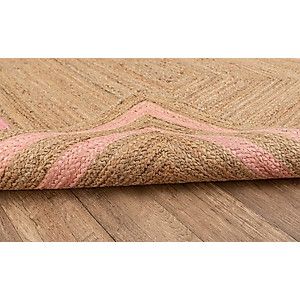 3x5 4x6 5x8 6x9 8x10 9x12 Ft. Indian Hand Braided Pink Stripes Jute Rectangle Handmade Rug Bohemian Jute Rug Round Jute Rug Office Sisal Rug (2x3 feet Jute Rug, Brown + Black Line)