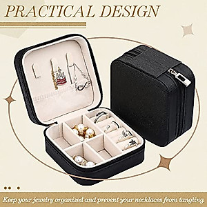 Yinkin 12 Pcs Mini Travel Jewelry Case Bridesmaid Proposal Gift Boxes Small Jewelry Organizer PU Leather Earring Organizer Box Bulk Travel Accessories Portable Travel Jewelry Holder (Black)