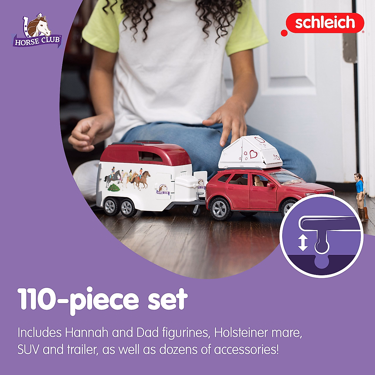 Schleich Horse Club — Horse Adventures with Car and Trailer Horse Play Set, 110 Piece Set of Horse Toys for Girls and Boys Ages 5+