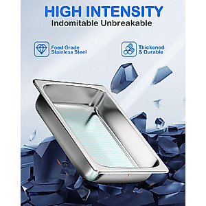 WantJoin 1/2 Half Size Steam Table Pans, 6-Pack 6 Inch Deep Restaurant Steam Table Pans Commercial, Hotel Pan Made of 201 Gauge Stainless Steel