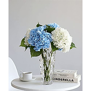 YalzoneMet 3 Pcs 21in White Artificial Hydrangea Flower Large Natural Lifelike Real Touch Hydrangea Flower Faux for Home Party Decor Outdoor Wedding Table Decoration