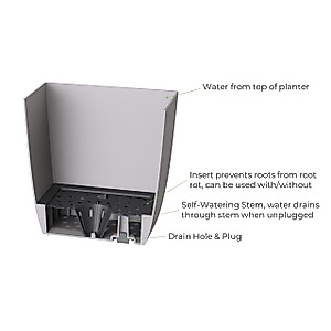 The HC Companies 8 Inch Aria Square Self Watering Planter - Plastic Plant Pot for Indoor Outdoor Plants Flowers Herbs, Matte Black