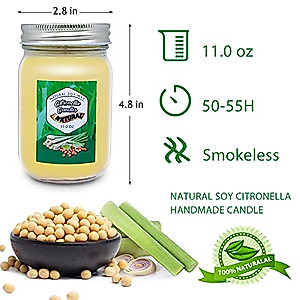 soyyla Citronella Candles Outdoor and Indoor, 11 oz Mason Jar Candles Scented Candles Gift Set for Patio Garden Yard- 2 Pack, 2.8 IN × 4.8 IN