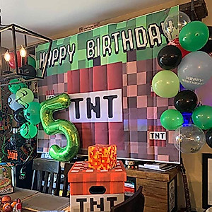 HUAYI 6.5'x5' TNT Pixel Backdrop for Birthday Game Themed Party Background Photo Booth - Stretch Resistant Econ Vinyl FW-2193