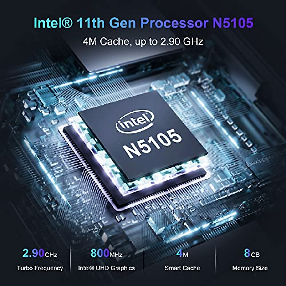ALLIWAVA GX55 Mini PC Intel 11th Gen N5105(Up to 2.9GHz) Intel UHD Graphics Mini Office Computer,8GB RAM DDR4 256GB NVMe SSD Windows 11 Pro Micro Desktop pc,2xHDMI and USB-C Triple 4K@60Hz Outputs
