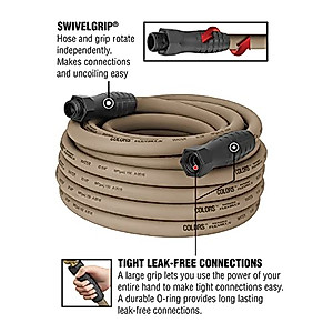 Colors Garden Hose with SwivelGrip, 5/8 in. x 50 ft., Drinking Water Safe, Brown Mulch - HFZC550BRS