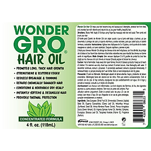 Wonder Gro Hair Growth Oil & Thermal Protection, 4 fl oz - Strengthens & Restores Edges