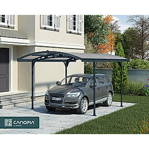 Palram - Canopia Atlas 10 x 16 Metal Carport, Heavy Duty Car Port, Weather-Protected Gray Aluminum Frame, Bronze Polycarbonate RV & Car Storage, UV Protected, DIY Truck Garage Kit, 10-Year Warranty