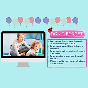 Educational Manual Plastic Scooter Board with Safety Handles | 16" x 12" inches | Perfect for Kids, Teens, Adults | PE, Gym Class, Daycare, Preschool Development, Games (Purple)