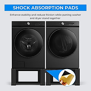 2 Pack Washer and Dryer Pedestals，Washer Dryer Pedestal with Shelf Fit 27 and 28 Inch, Laundry Pedestal Duty Heavy Steel 700lbs Capacity, 15.7" Height Black