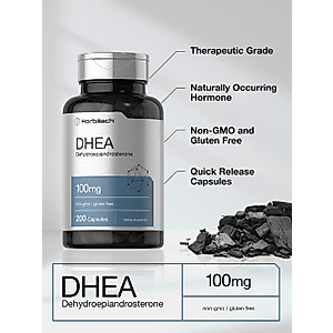 Horbäach DHEA 100mg | 200 Capsules | Non-GMO, Gluten Free Supplement