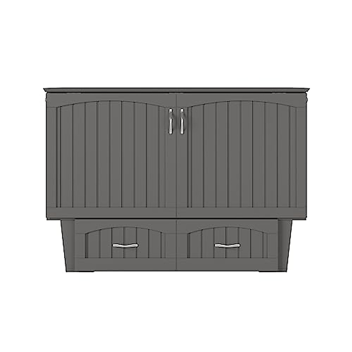 AFI, Nantucket Murphy Bed Chest with 6 inch Memory Foam Folding Matttress, Built-in Charging Station and Storage Drawer, Full, Grey