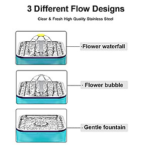 Crystal Cat Water Fountain Stainless Steel, 100oz/3L Pet Fountain with Transparent Base and LED Light, 3 Replacement Carbon Filters and 1 Foam Filter (Green)