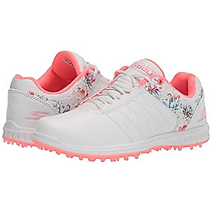 Skechers womens Pivot Spikeless Golf Shoe, White/Multi Tropic, 8.5 US